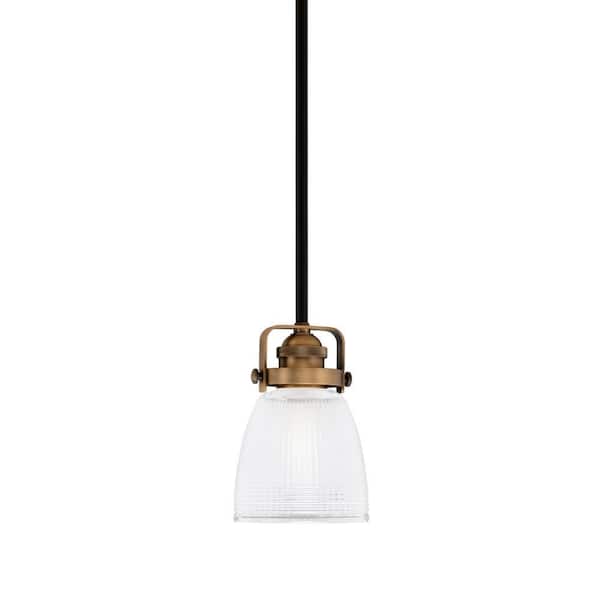 Decatur 60-Watt 1-Light Black & Brass Light Mini Pendant with 5 in ...
