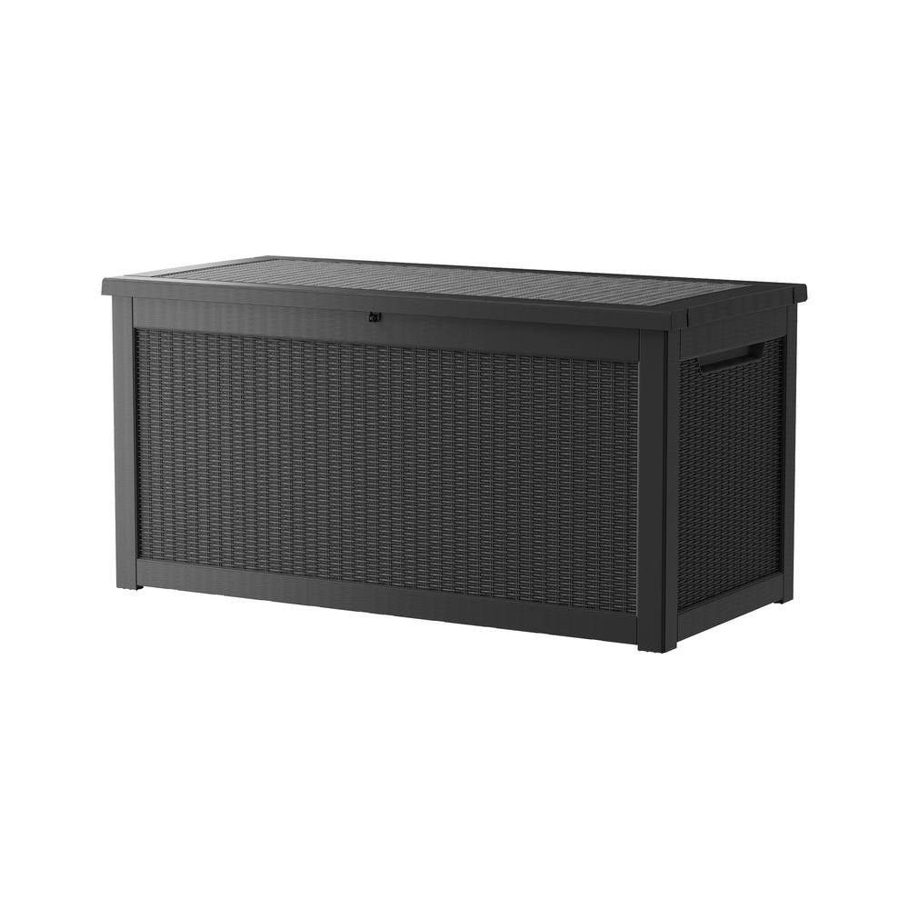 Decksplore 180 gal. Black Resin Storage Deck Box for Outdoor Indoor ...