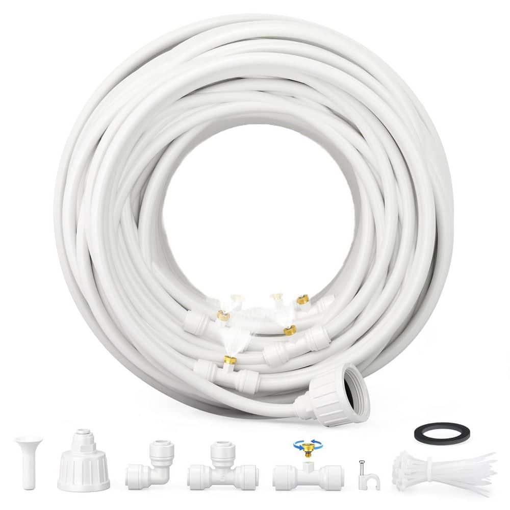 Oyezvary 100 ft. Misting Cooling System White Outdoor Patio Mist System ...