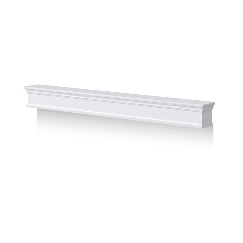 EH PUERTA 6 ft. White Primed Grade Cap-Shelf Mantel for Electric ...