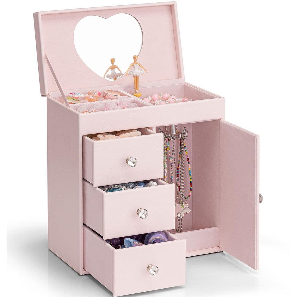 4.4 x 9 in. Light Pink Musical Jewelry Box with Ballerina for Girls ...