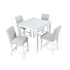 Boyel Living 5-Piece Square White Wood Top Kitchen Table Set (Seats 4 ...
