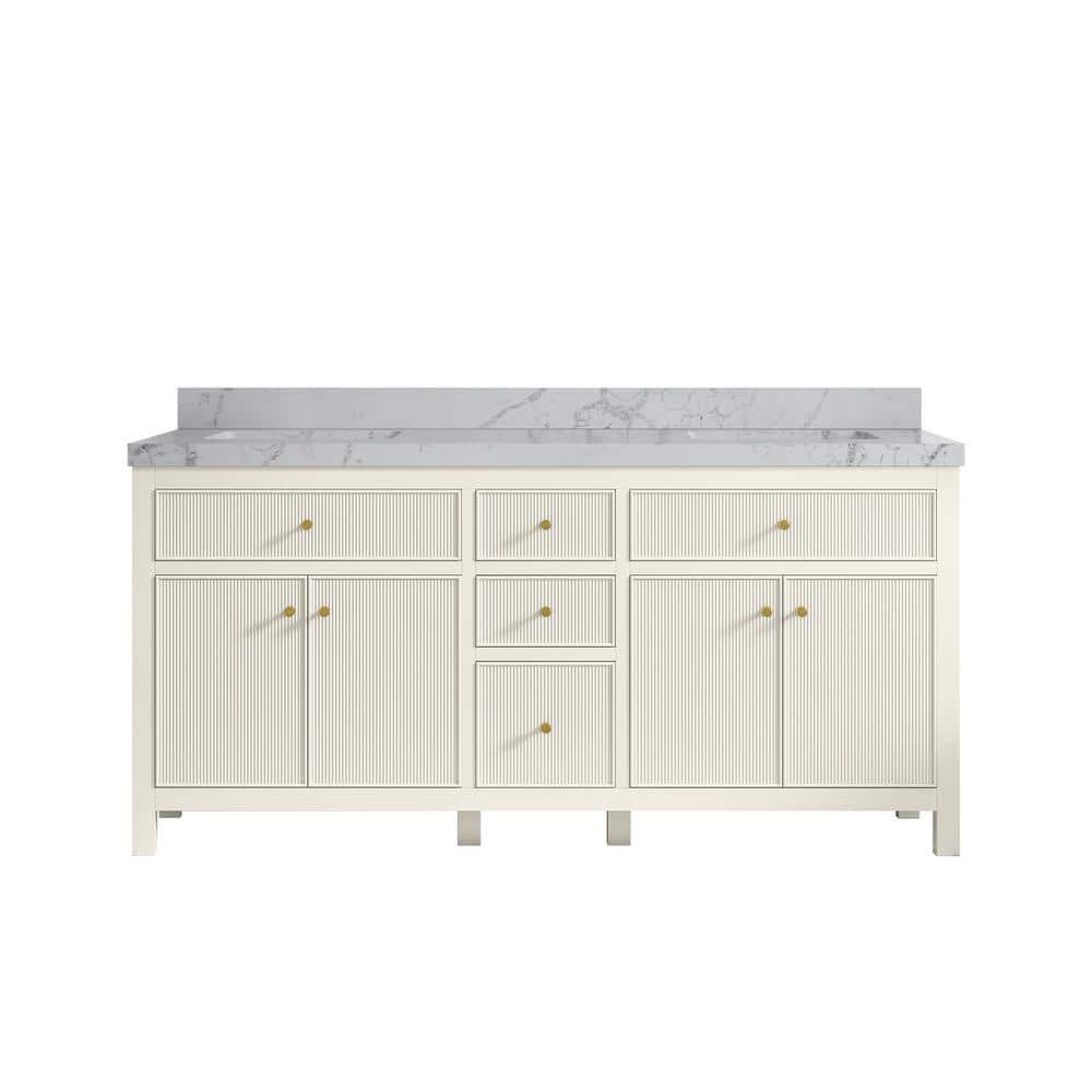 Willow Collections Sonoma 72 in. Double Sink Freestanding Alabaster ...