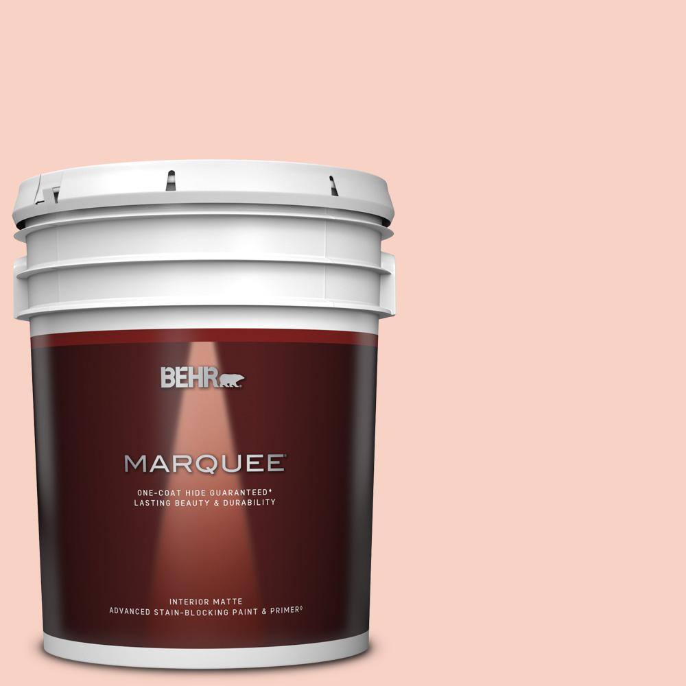 BEHR MARQUEE 5 gal. #210C-2 Demure Pink Matte Interior Paint & Primer ...