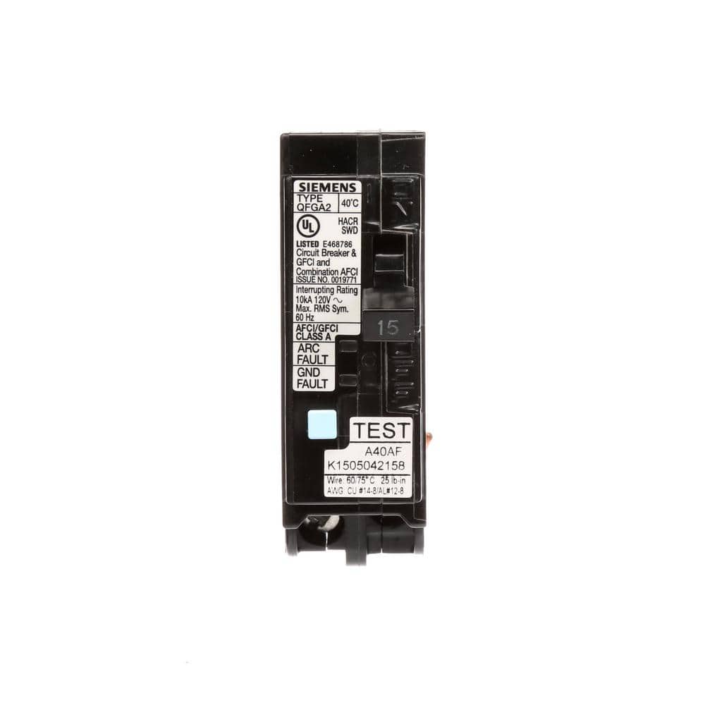Siemens 15-Amp AFCI/GFCI Dual Function-Circuit Breaker Q115DFP - The ...