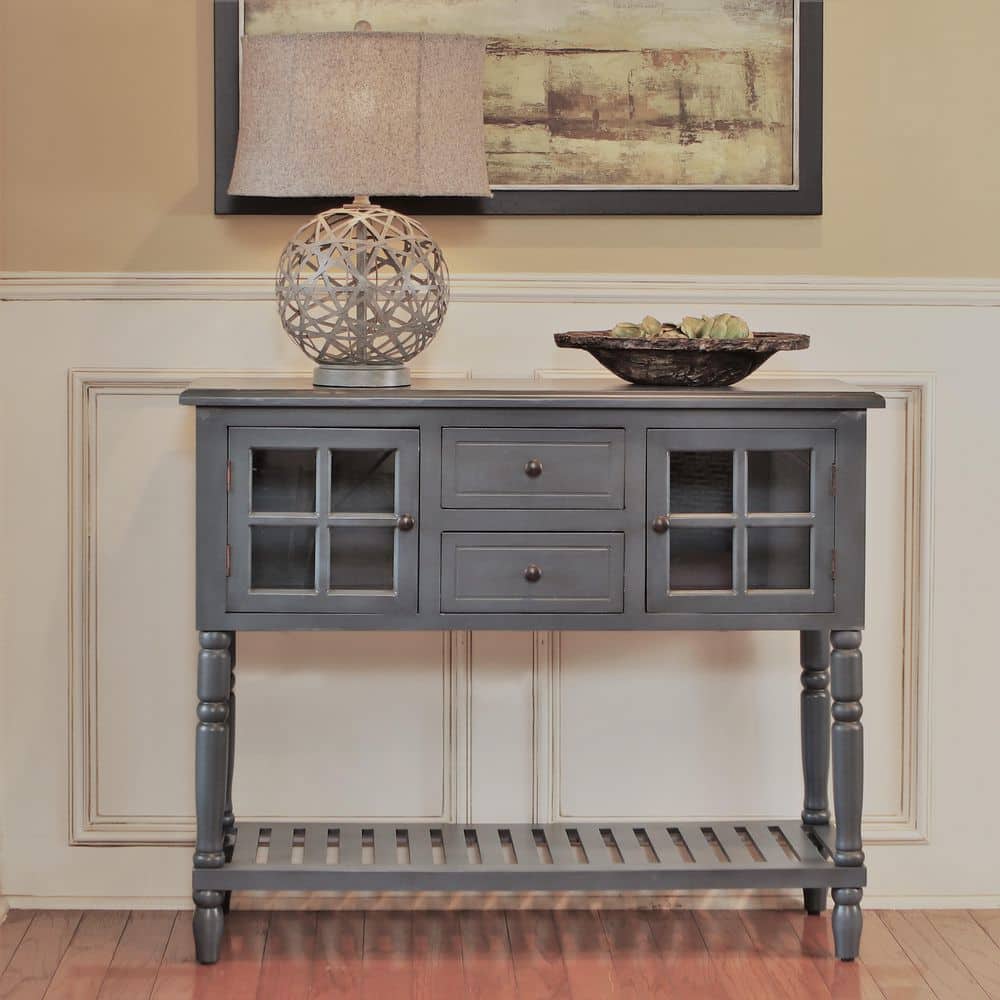Decor Therapy Morgan Two-Door Wood Console Table with Shelf, Antique ...