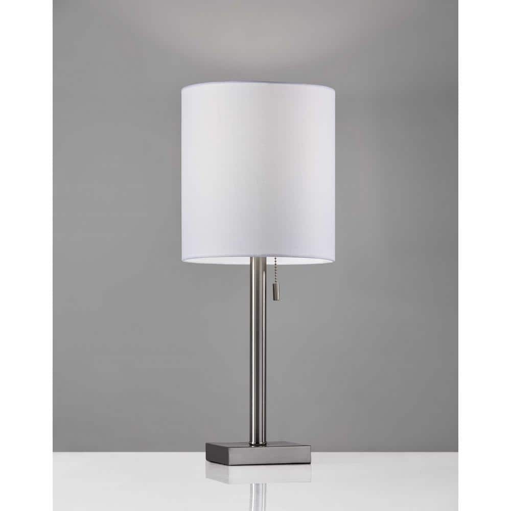 HomeRoots 22 in. Silver Standard Light Bulb Bedside Table Lamp ...