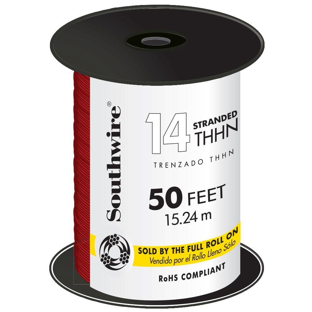 Southwire 50 ft. 14 Red Stranded CU THHN Wire 22957583 - The Home Depot