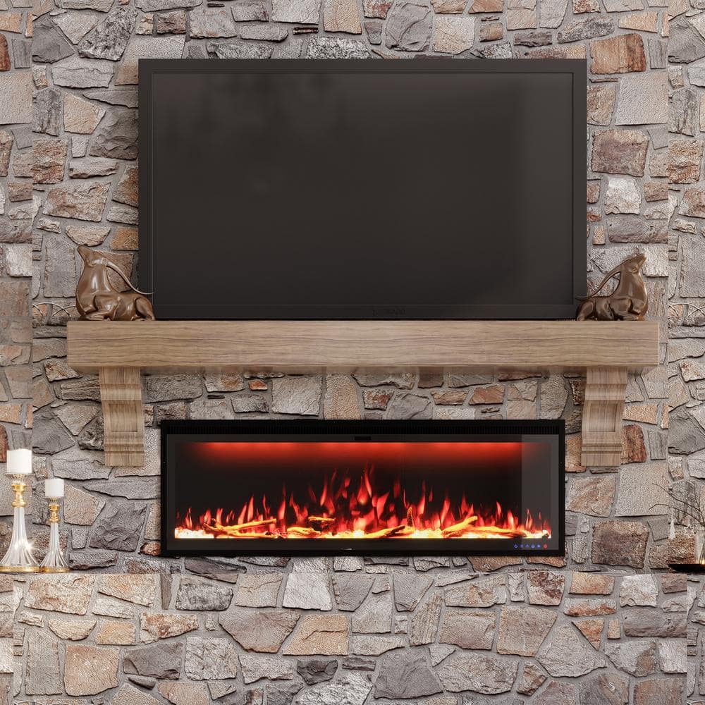 Clihome 50 in. Wall Mounted/Embedded Electric Fireplace Insert with ...