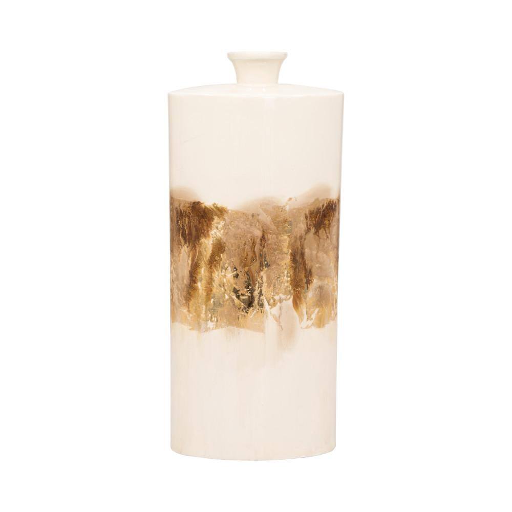 Sagebrook Home 20 in. Ivory Metal Pearl and Gold Two-Tone Decorative ...