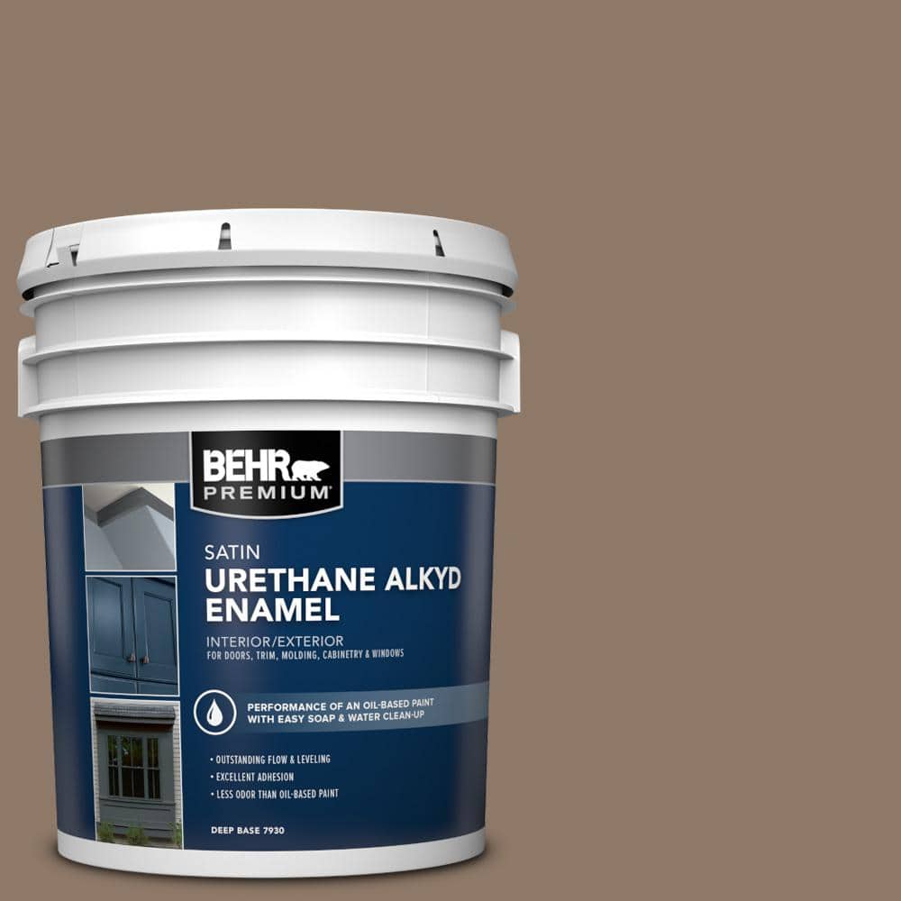 BEHR PREMIUM 5 gal. #PPU5-05 Coconut Shell Urethane Alkyd Satin Enamel ...
