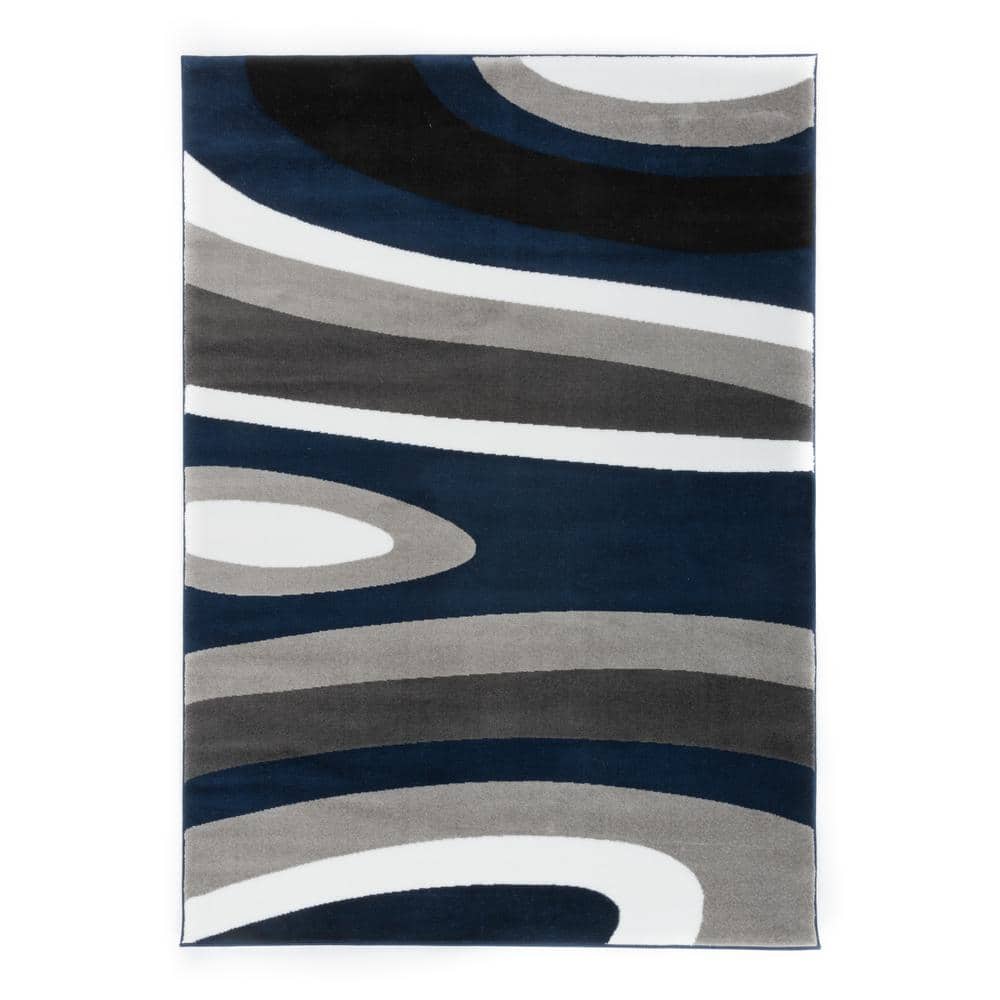 World Rug Gallery Contemporary Abstract Modern Navy 5'3" x 7'3" Indoor ...