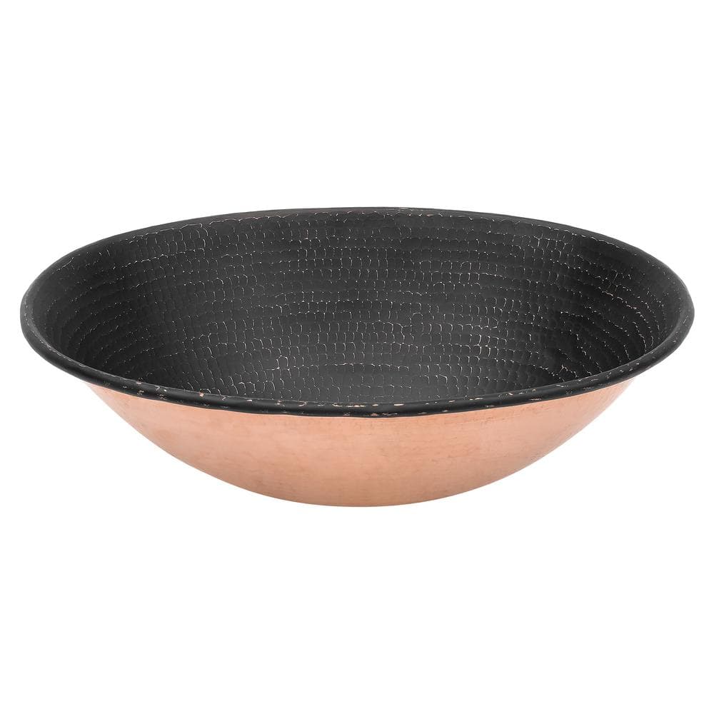 Premier Copper Products 17 in. Oval Wired Rim Vessel Hammered in Glazed ...