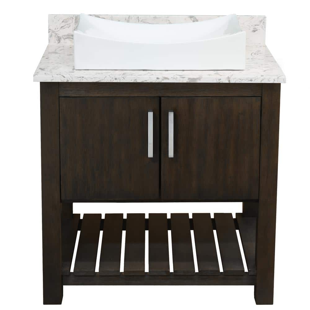 Novatto Ocean Breeze 31 in. W x 22 in. D x 31 in. H One White Porcelain ...