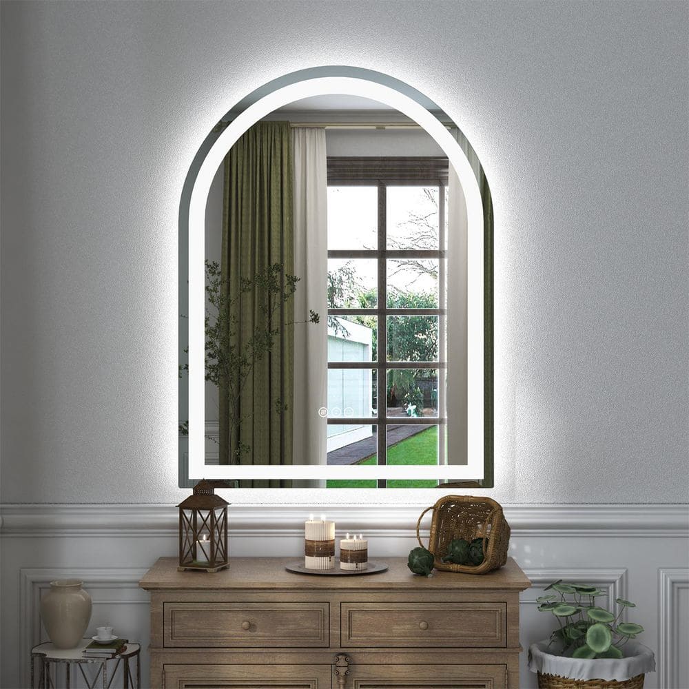 Apmir 32 in. W x 48 in. H Arch Frameless Super Bright 192 LEDs/M ...