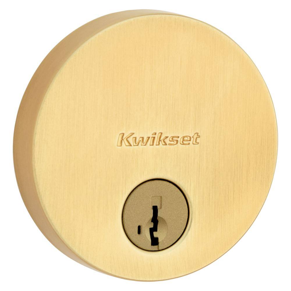 Kwikset 258 Uptown Satin Brass Single Cylinder Round Single Side Low ...