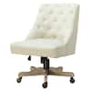 Tatahance Ivory Fabric Seat Office Chair with Tufted Back W113743468-Z ...