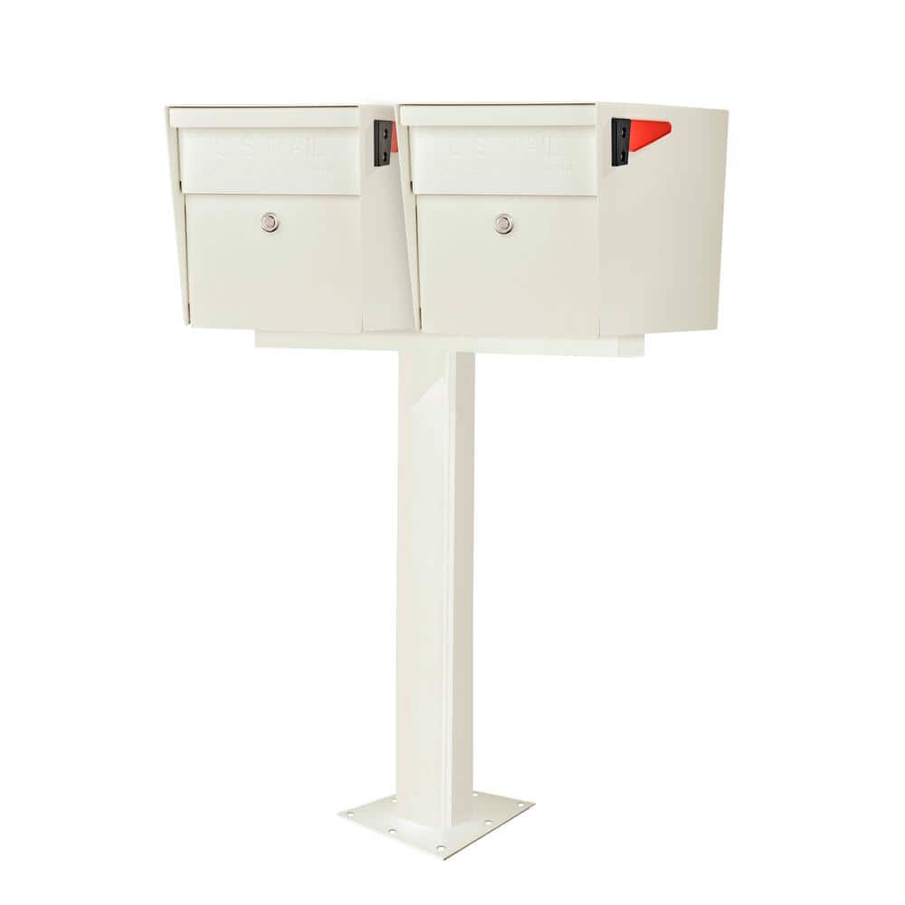 Mail Boss MailBoss X2 Locking Mailbox Post Mount Combo Kit, Cream White ...