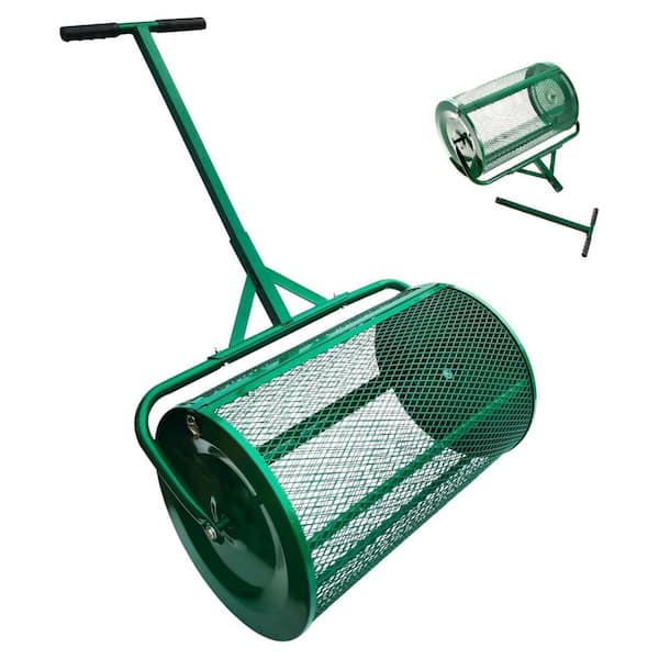 24 in. Heavy Duty Metal Mesh Peat Moss Compost Roller Spreader, T ...