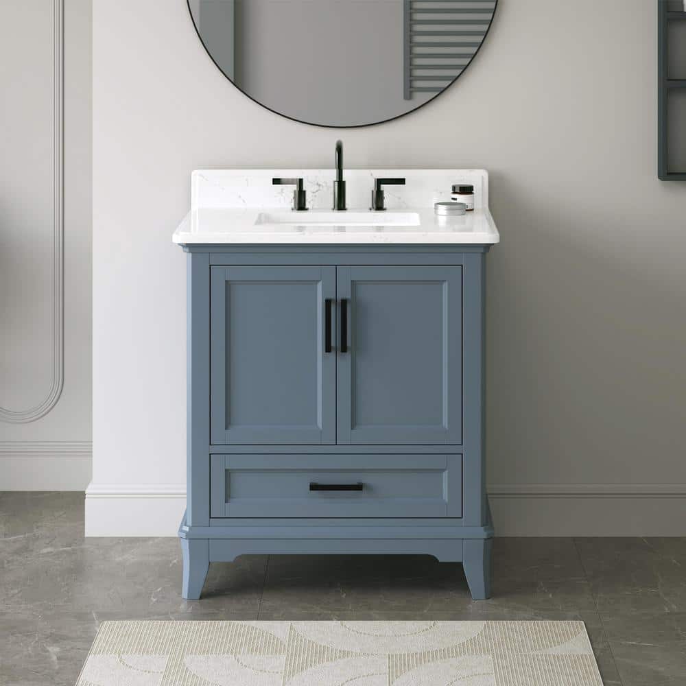 DELUXE DL LIVING Rawsonville 31 in. Single Sink Freestanding Steel Blue ...