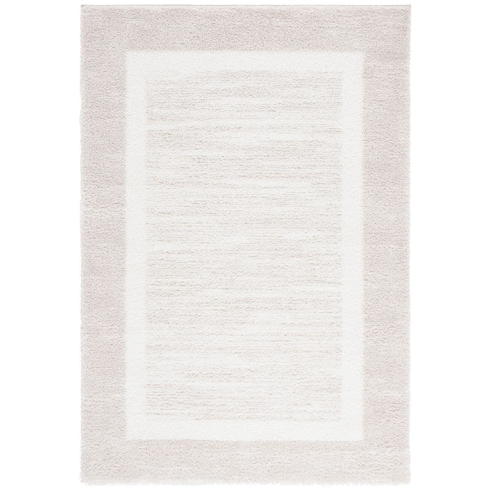SAFAVIEH Tahoe Shag 9 ft. x 12 ft. Beige/Ivory Distressed Border Area ...