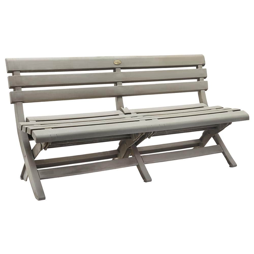 Grosfillex Westport Commercial Folding 3-Person Resin Bench in French ...