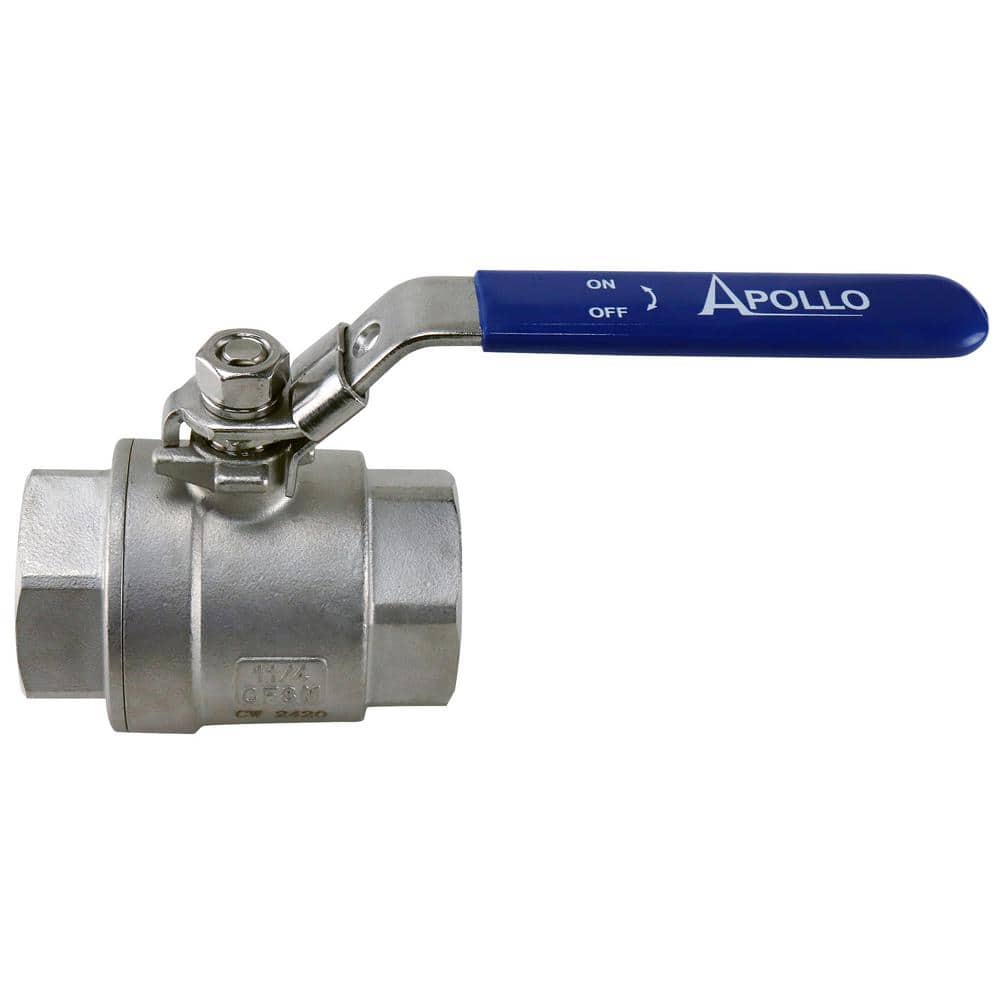 Apollo 1-1/4 in. Stainless Steel FNPT x FNPT Full-Port Ball Valve with ...