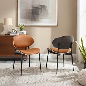 Art Leon Iya Off White Faux Leather Dining Side Chair with Metal Frame ...