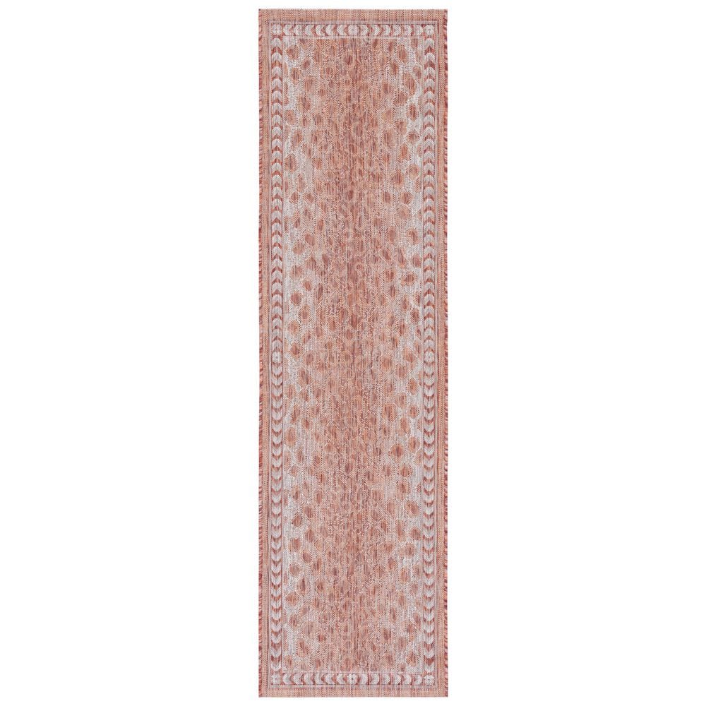 SAFAVIEH Courtyard Rust/Beige 2 ft. x 8 ft. Arrow Border Cheetah Indoor ...
