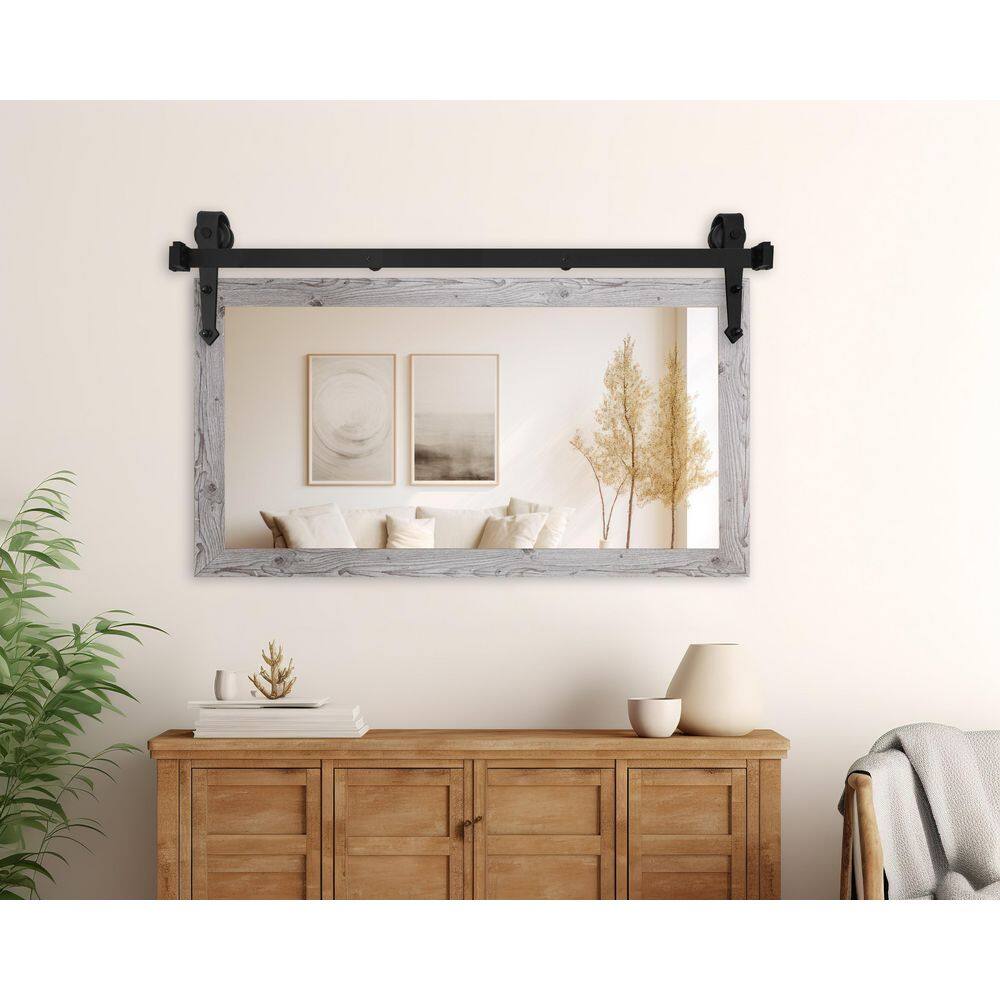 Rayne Mirrors ( 33 in. W x 26 in. H ) Distressed White Modern Rustic ...