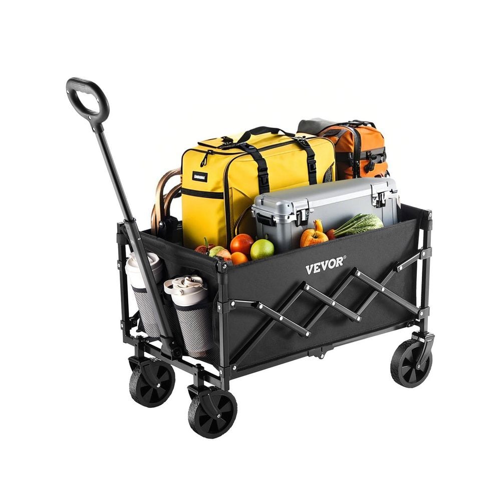 VEVOR 1.96 cu ft., Steel, Collapsible Wagon Garden Carts, All-Terrain ...