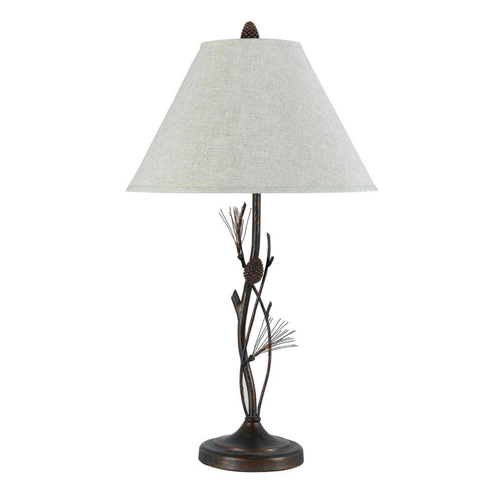 HomeRoots 32 in. Rust Metal Table Lamp with Gray Empire Shade ...