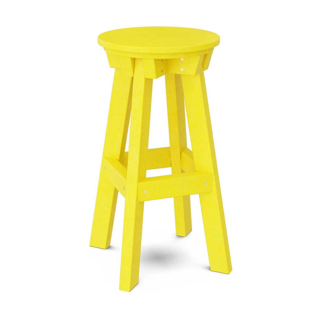Wildridge Heritage Lemon Yellow HDPE Plastic Outdoor Bar Stool LCC-182 ...