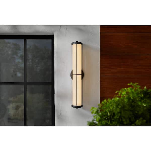 Home Decorators Collection Ankrom 24 in. Matte Black Hardwired Outdoor ...