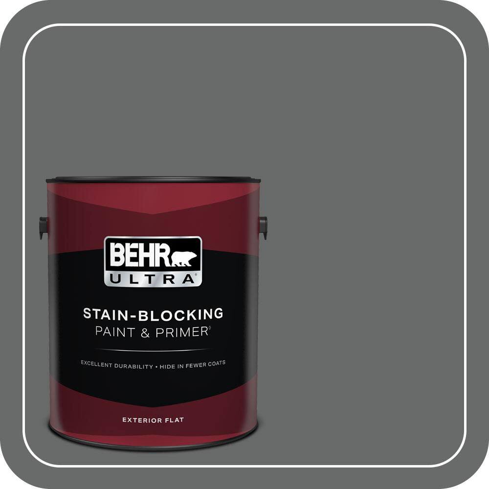 BEHR ULTRA 1 gal. #BXC-63 Molten Lead Flat Exterior Paint & Primer ...