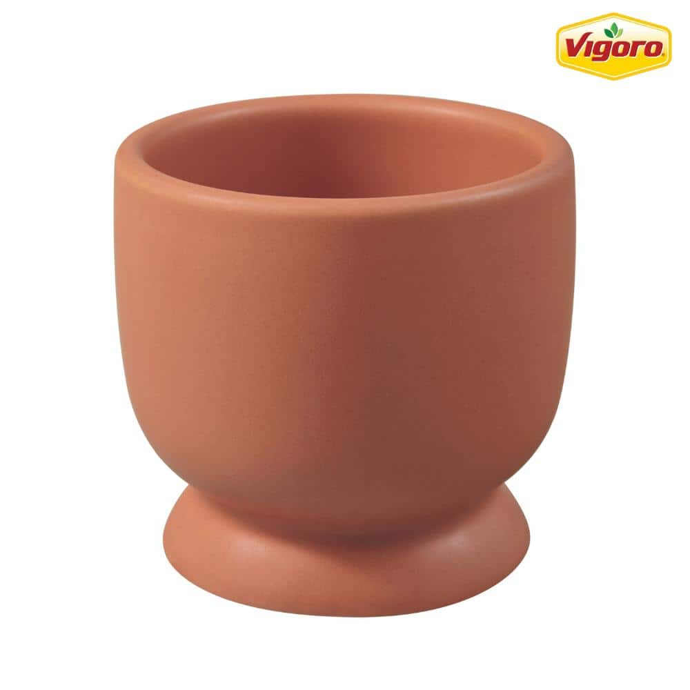 Vigoro Arvin Small Terracotta Ceramic Round Planter with Plugable ...