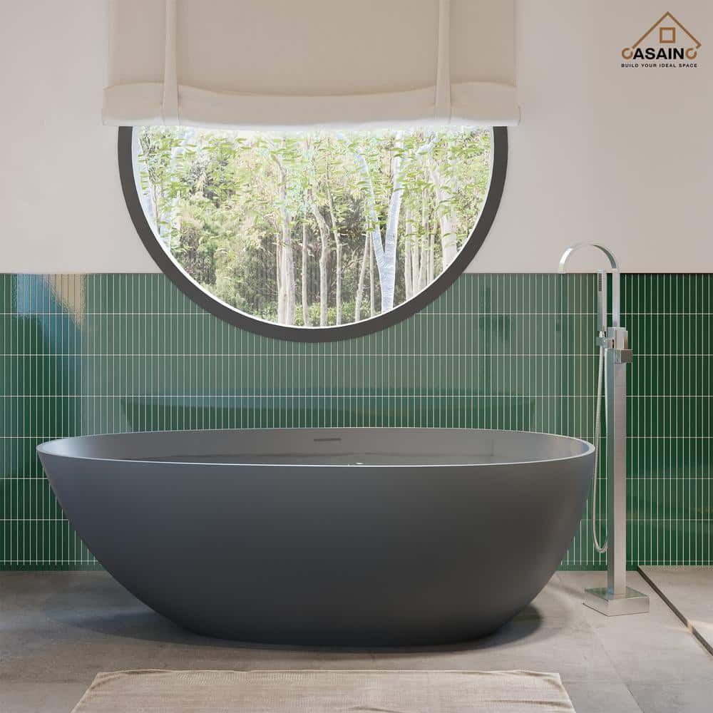 CASAINC 59 in. x 31 in. Soaking Bathtub in Matte Grey CA-16-00559G ...