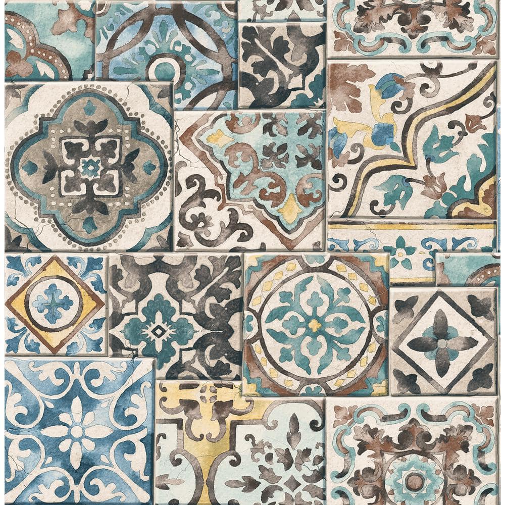 A-Street Prints Estrada Blue Marrakesh Tiles Blue Wallpaper Sample 2922 ...