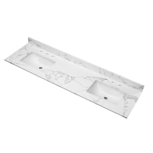 LANDOLT 61 in. W x 22 in. D Engineered Stone Rectangular Double Sinks ...