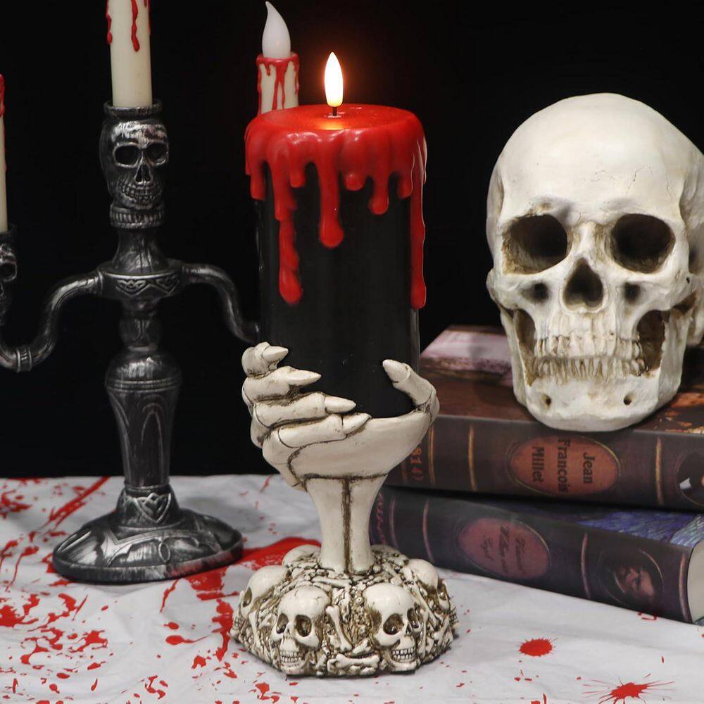 Flickering Flameless Ghost Hand Candles:4 x 11 in. Battery Operated ...