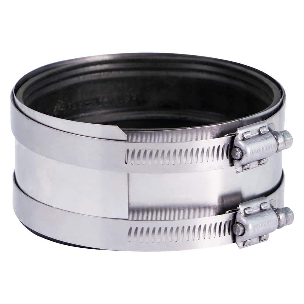 PLUMBFLEX Shielded 2 in. Steel Transition Coupling Connects Cast Iron ...