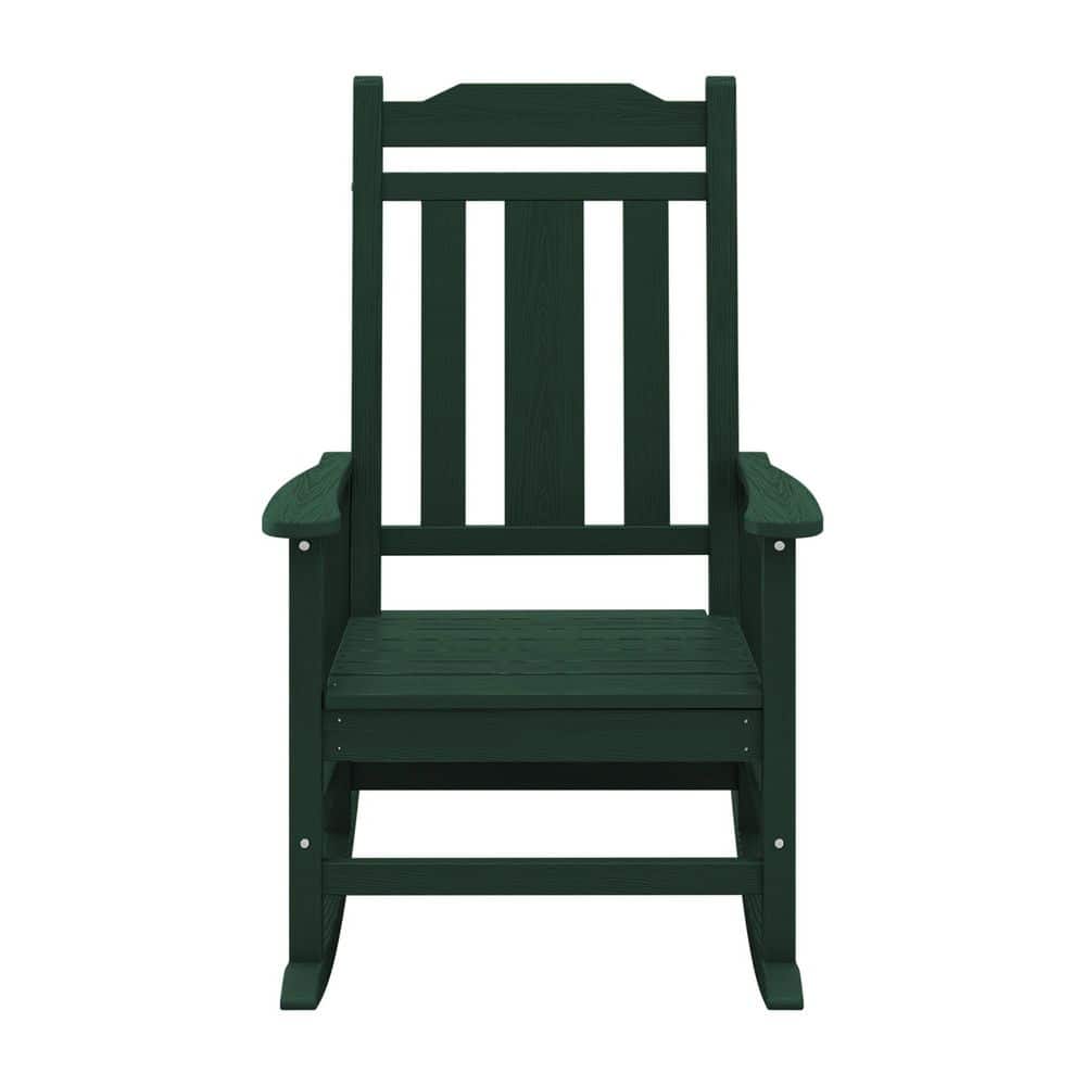 JEAREY Dark Green HDPE Plastic Adirondack Chair Outdoor Rocking Chair ...