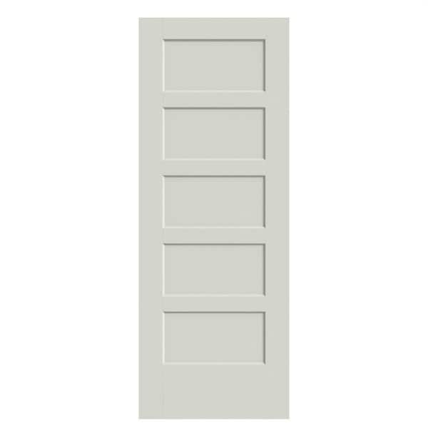 Masonite 36 in. x 80 in. 5-Panel Bayshore Single Bore Solid Core Ivory ...