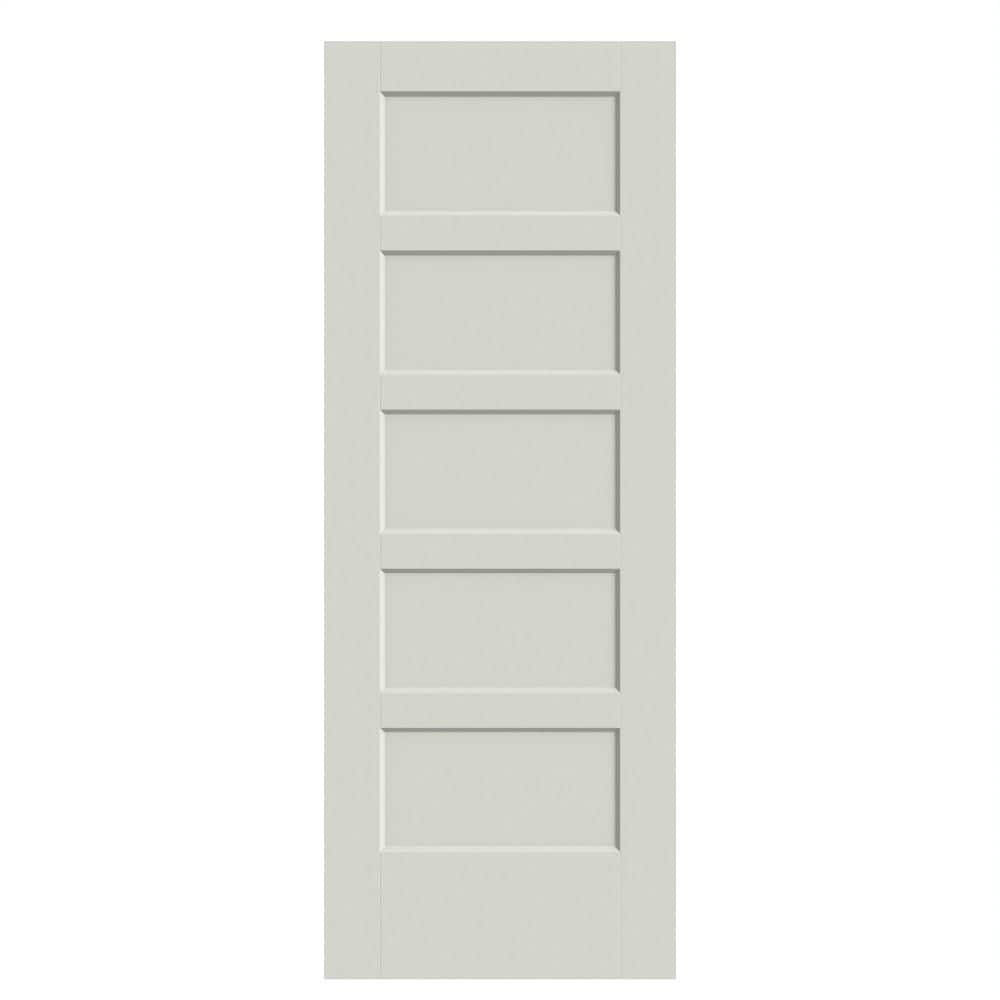 Masonite 28 in. x 80 in. 5-Panel Bayshore Single Bore Solid Core Ivory ...