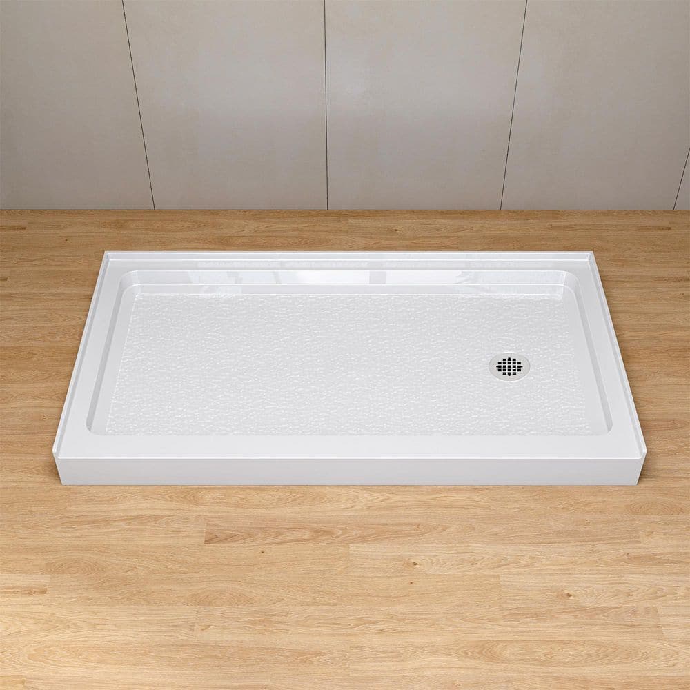 NTQ 60 in. x 32 in. Acrylic Single Threshold Shower Pan Alcove Floor ...