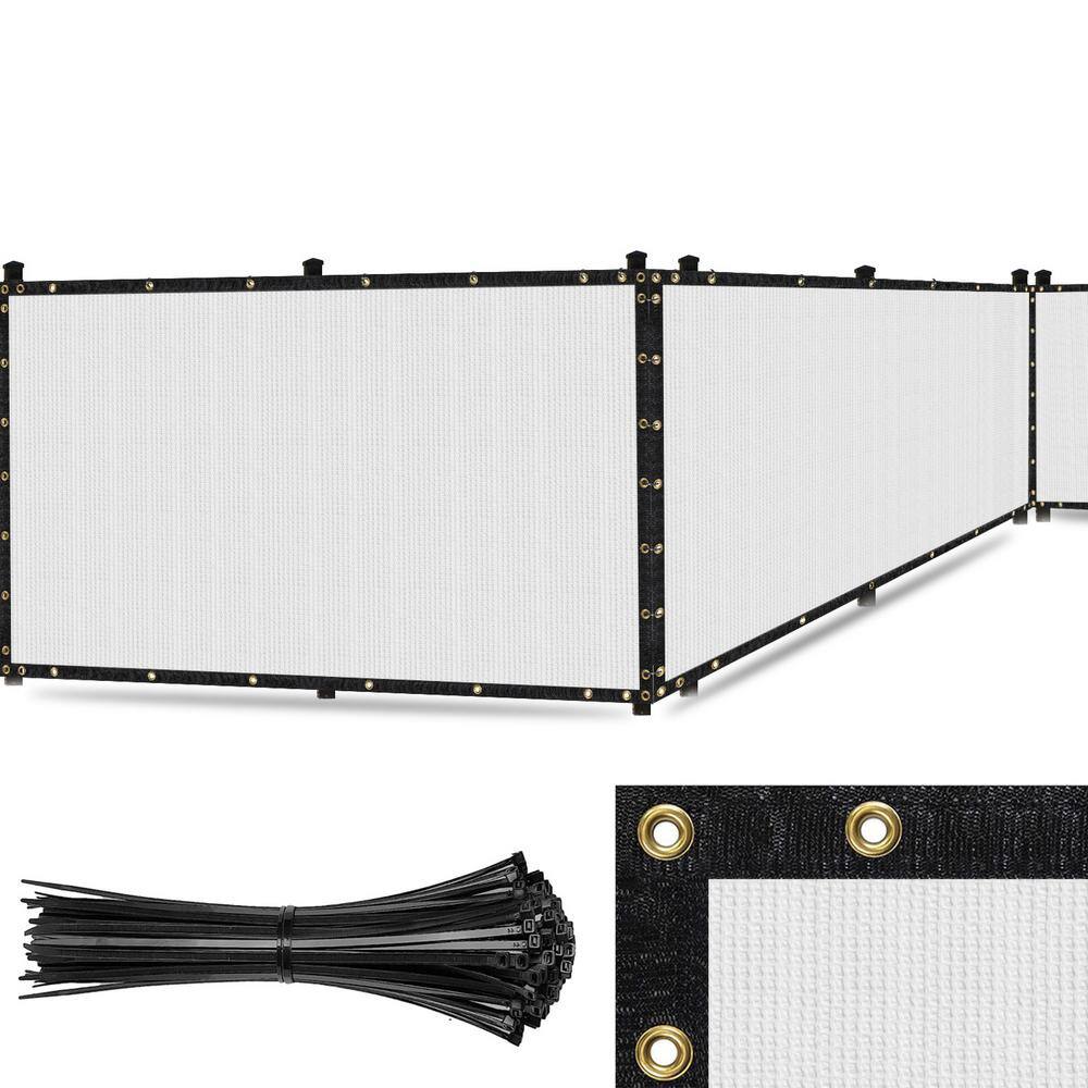 SEALTECH Ultra Heavy-Duty 200 GSM Privacy Fence Screen White - 6 ft. x 50 ft. Non-Recycled ...