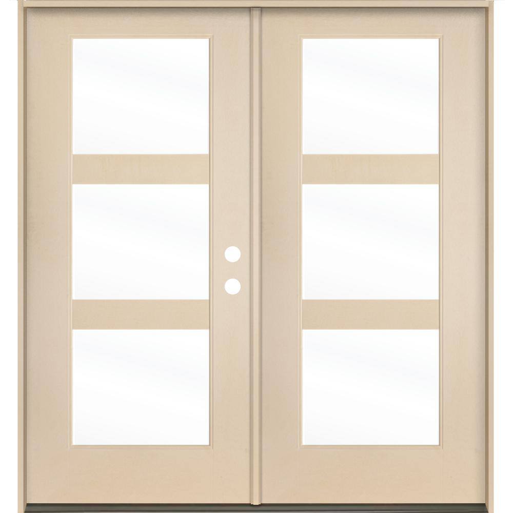 Krosswood Doors BRIGHTON Modern 72 in. x 79 in. 3-Lite Left-Inswing ...