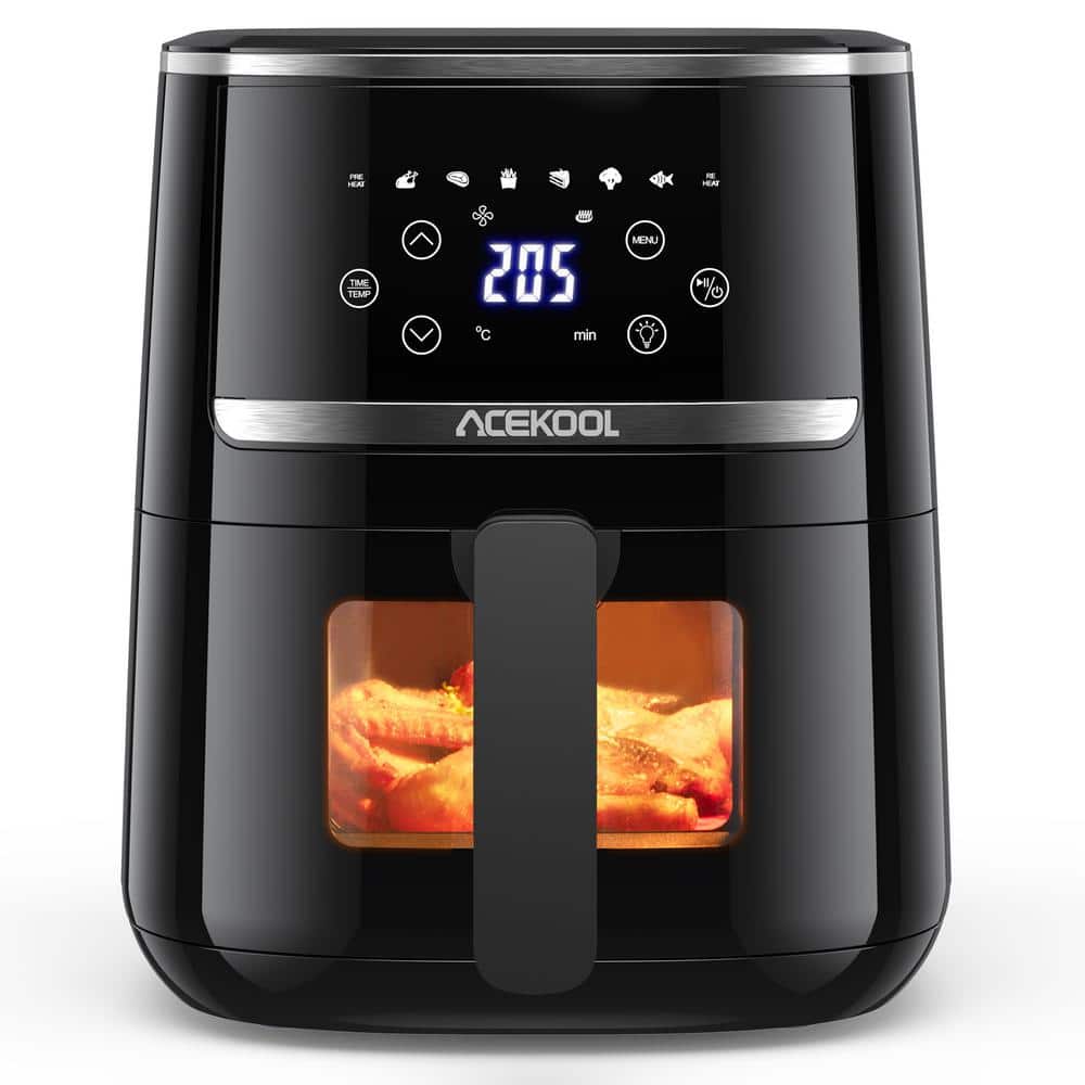 Garvee 5 qt. Black Air Fryer with Visible Window and Digital Touch ...
