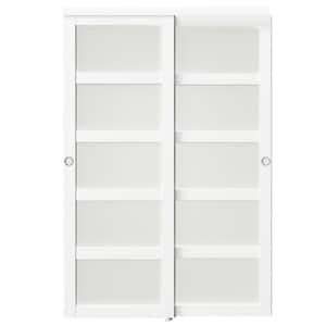TENONER 144 in. x 80 in. 1-Lite Mirrored Glass Solid Core White Primed ...
