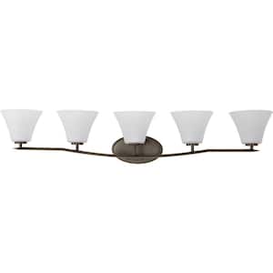 Progress Lighting Bravo Collection 5-Light Antique Bronze Etched Glass ...